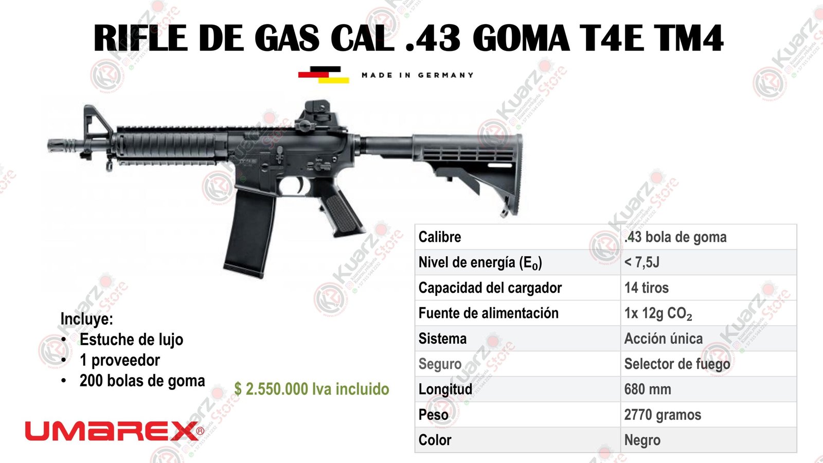 RIFLE DE GAS CAL .43 GOMA T4E - ????Kuarzo Store????